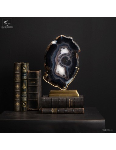 Tranche d'agate (Brésil) socle laiton