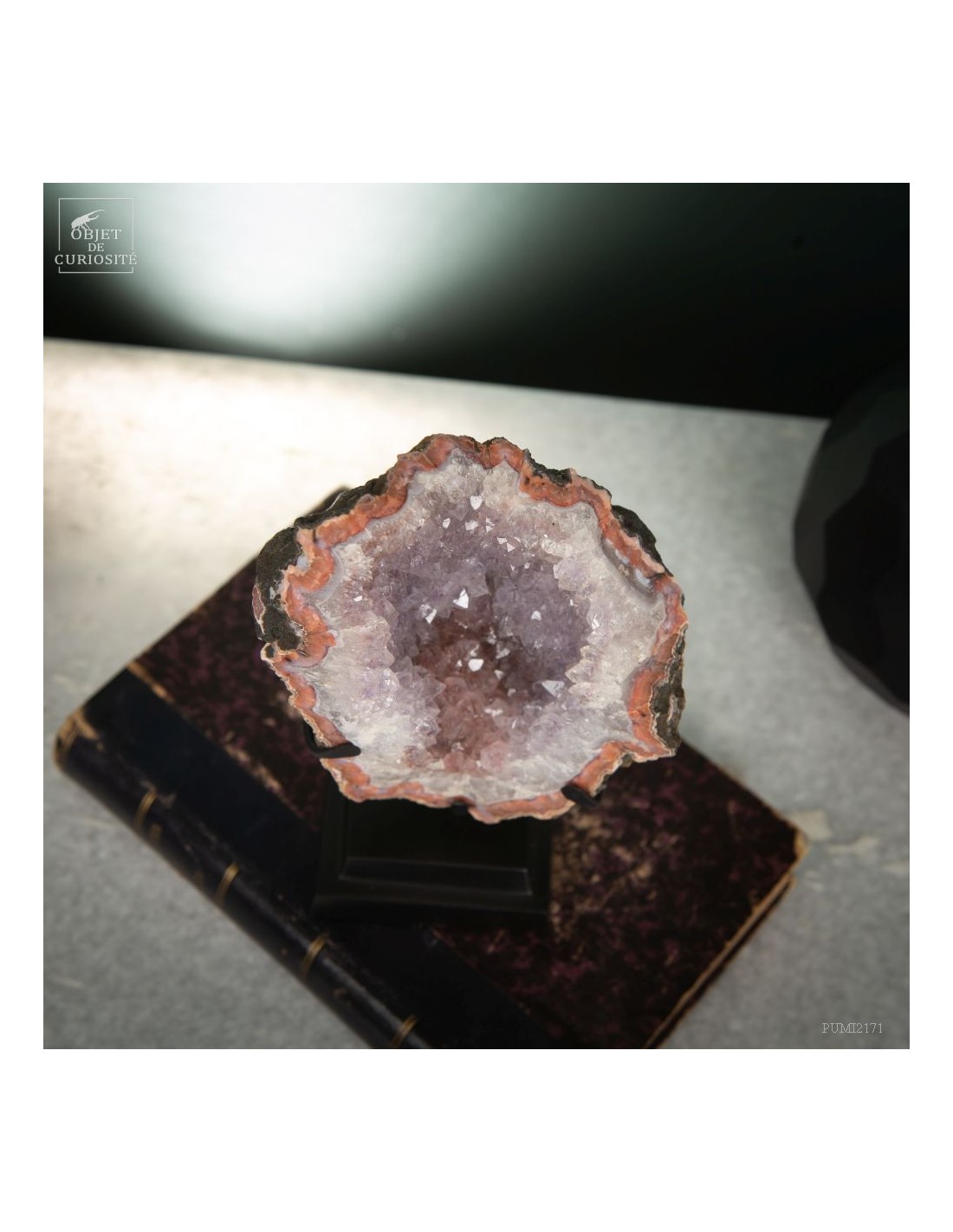 Amethyst from Morocco (510g) on black base