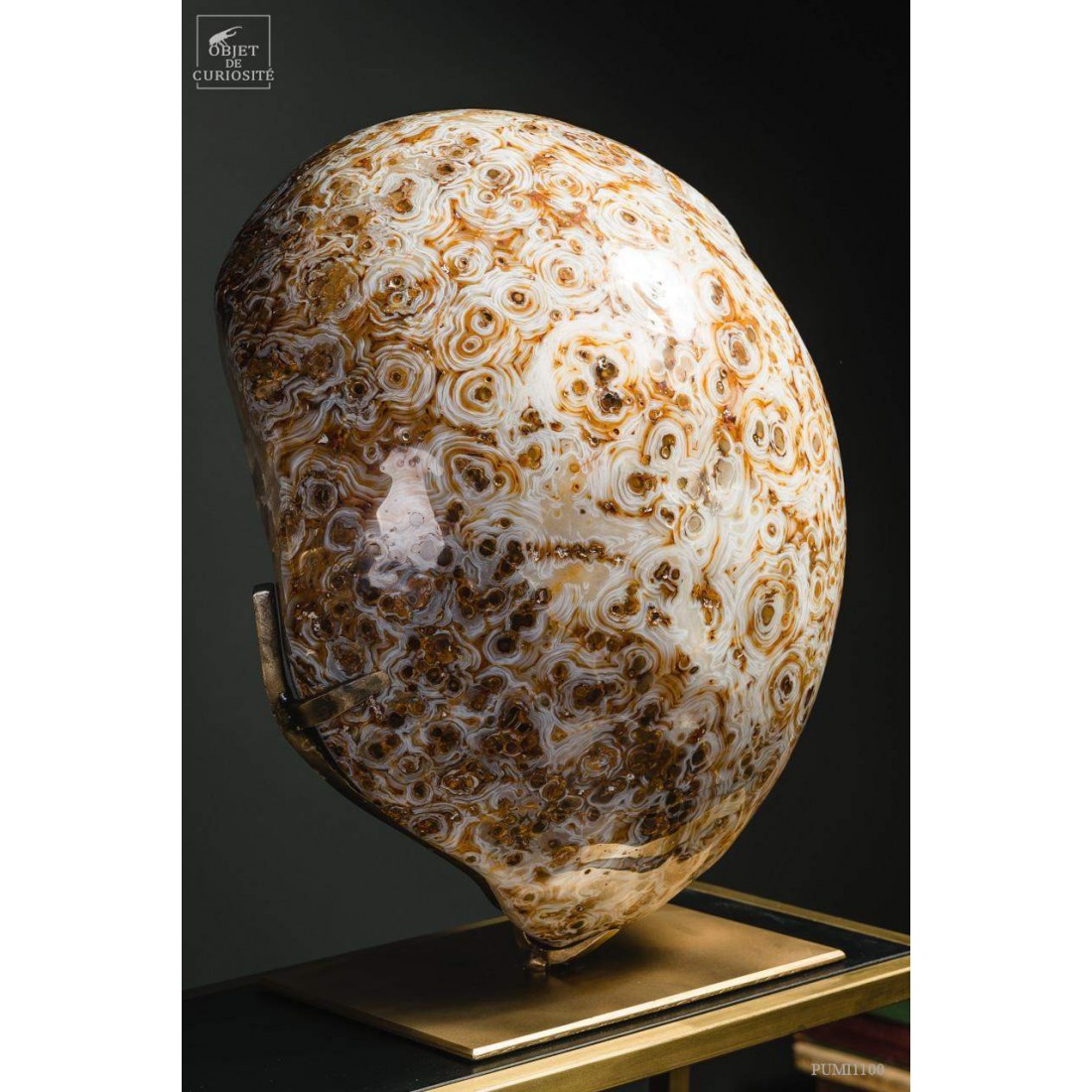 Nodule géant d'agate 44.4kg (Brésil) socle laitonné